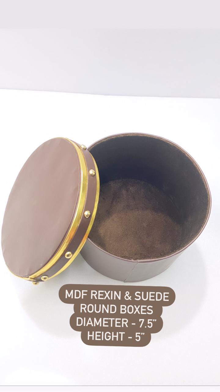 MDF Rexine & Suede Round Box – Packageworld