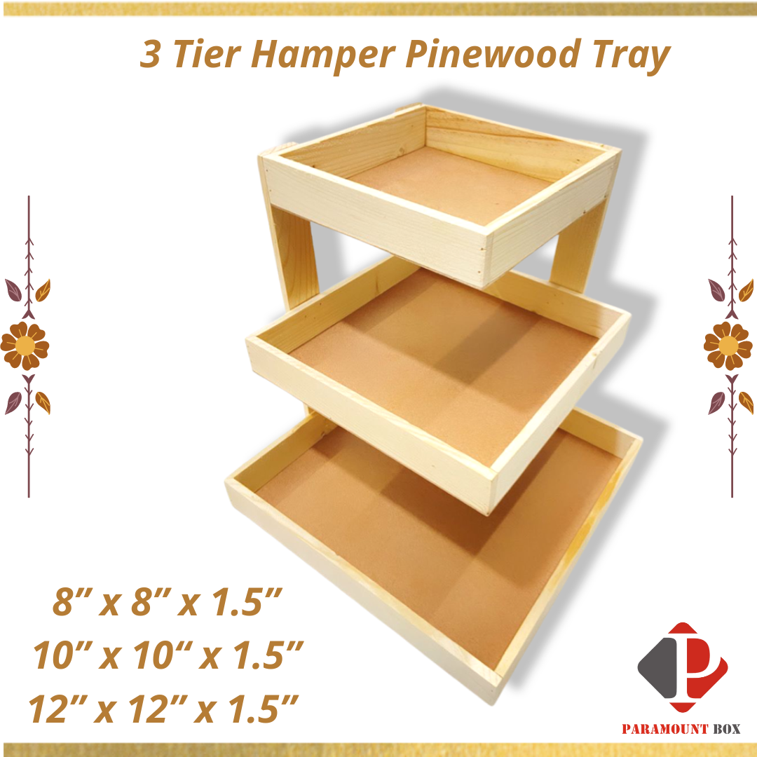 3 Tier Pinewood Hamper Tray – Packageworld
