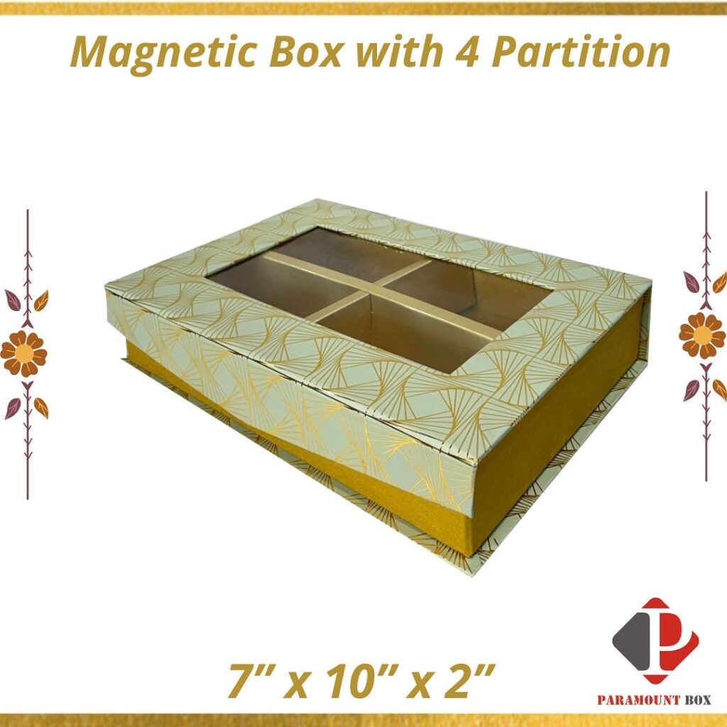 Magnetic box with 4 partition (7”x10”x2”) – Packageworld